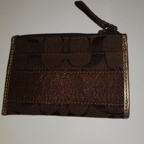 Coach | Bags | Coach Signature Logo Brown Credit Card Wallet Nwot ...